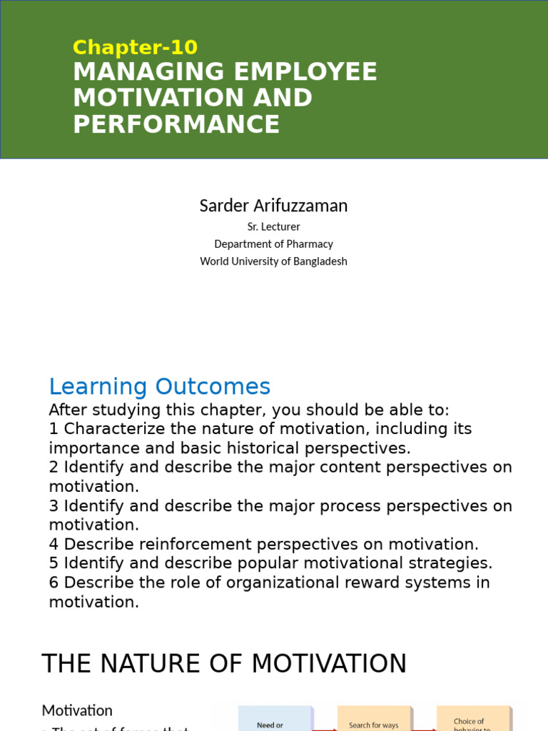 Chapter 10 MANAGING EMPLOYEE MOTIVATION AND PERFORMANCE | PDF ...