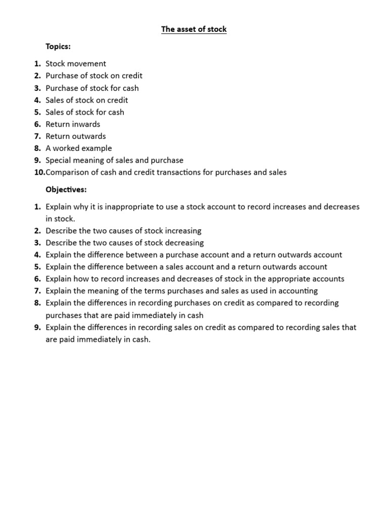 Chapter Three - The Asset of Stock | PDF | Debits And Credits | Investing
