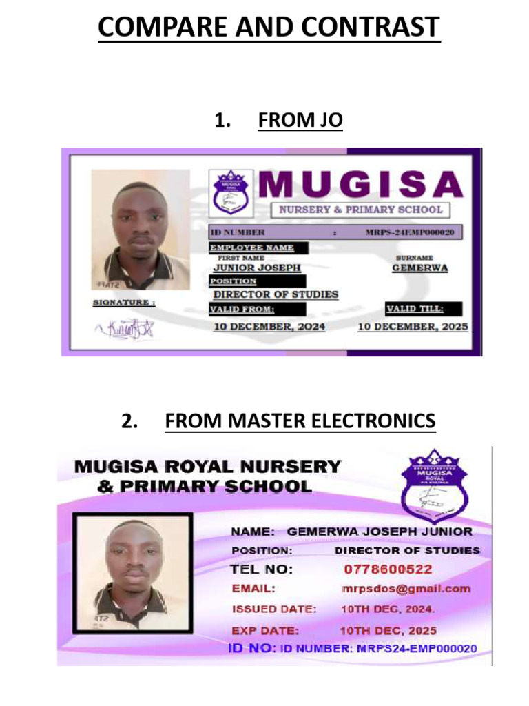 Id Comparison Page | PDF
