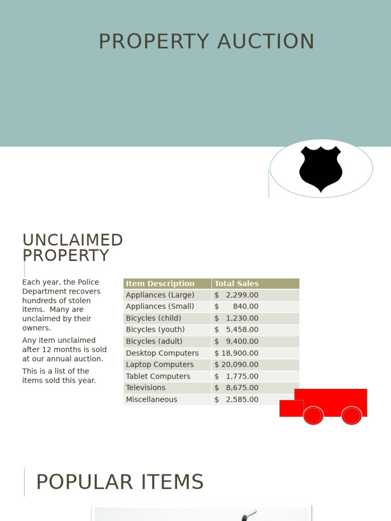 Unclaimed Property Auction Summary | PDF