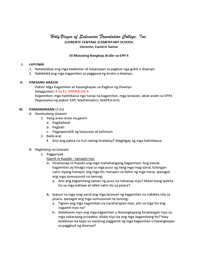 Banhay Aralin Sa Epp | PDF