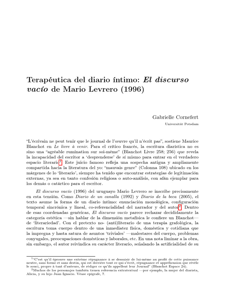 Deconstrucción del diario íntimo en Levrero | PDF
