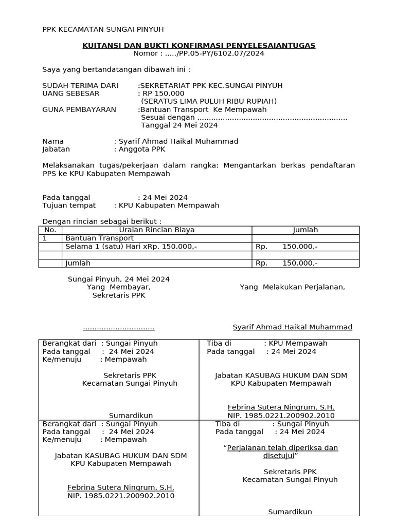Blanko Surat SPJ 1l | PDF
