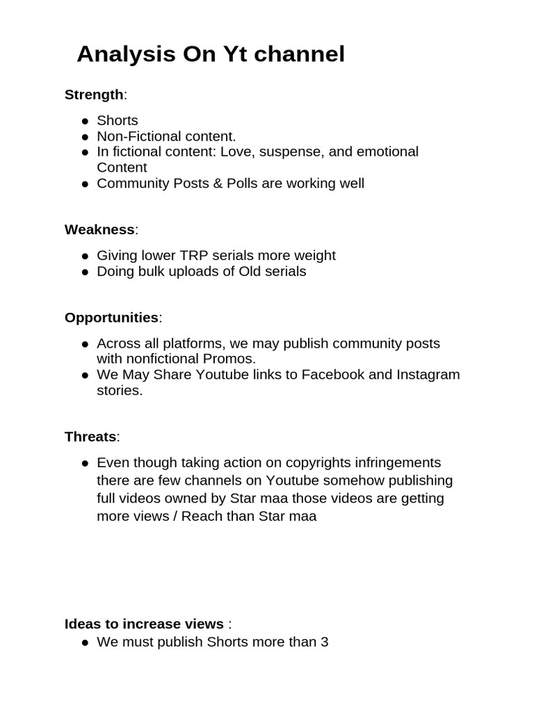 Analysis on Yt Channel | PDF
