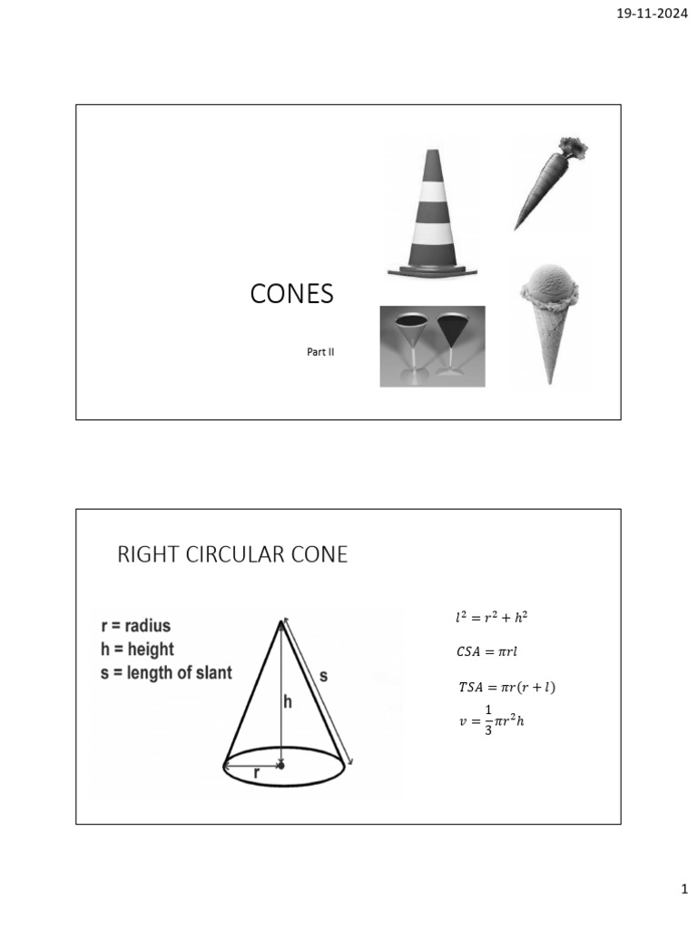 Cones CW | PDF | Geometric Measurement | Classical Geometry