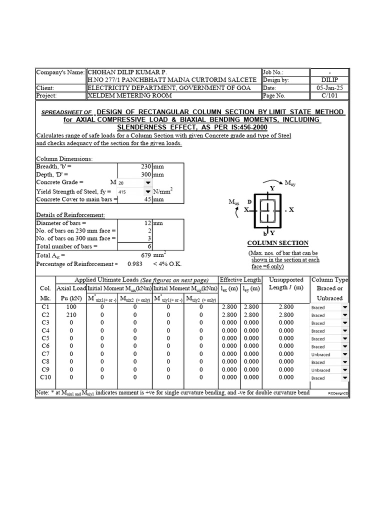 COLUMN DESIGN | PDF | Column | Bending