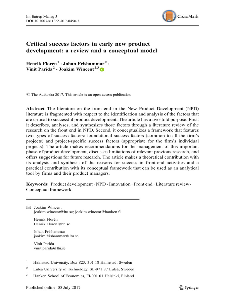 Success Factors in New Product Development | PDF | Strategic Management ...