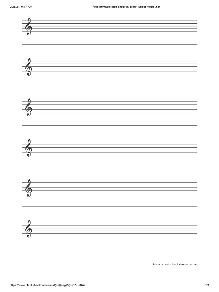 Free Printable Staff Paper at Blank Sheet Music | PDF