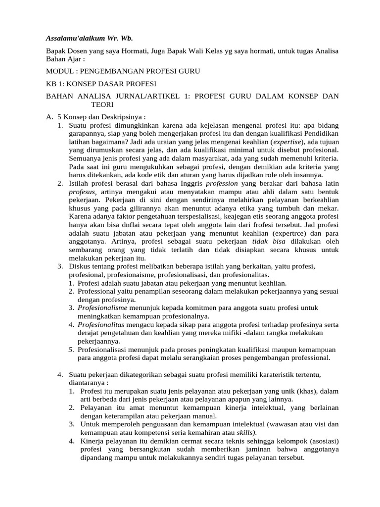 Analisa Bahan Ajar KB 1-4 Modul 8 | PDF