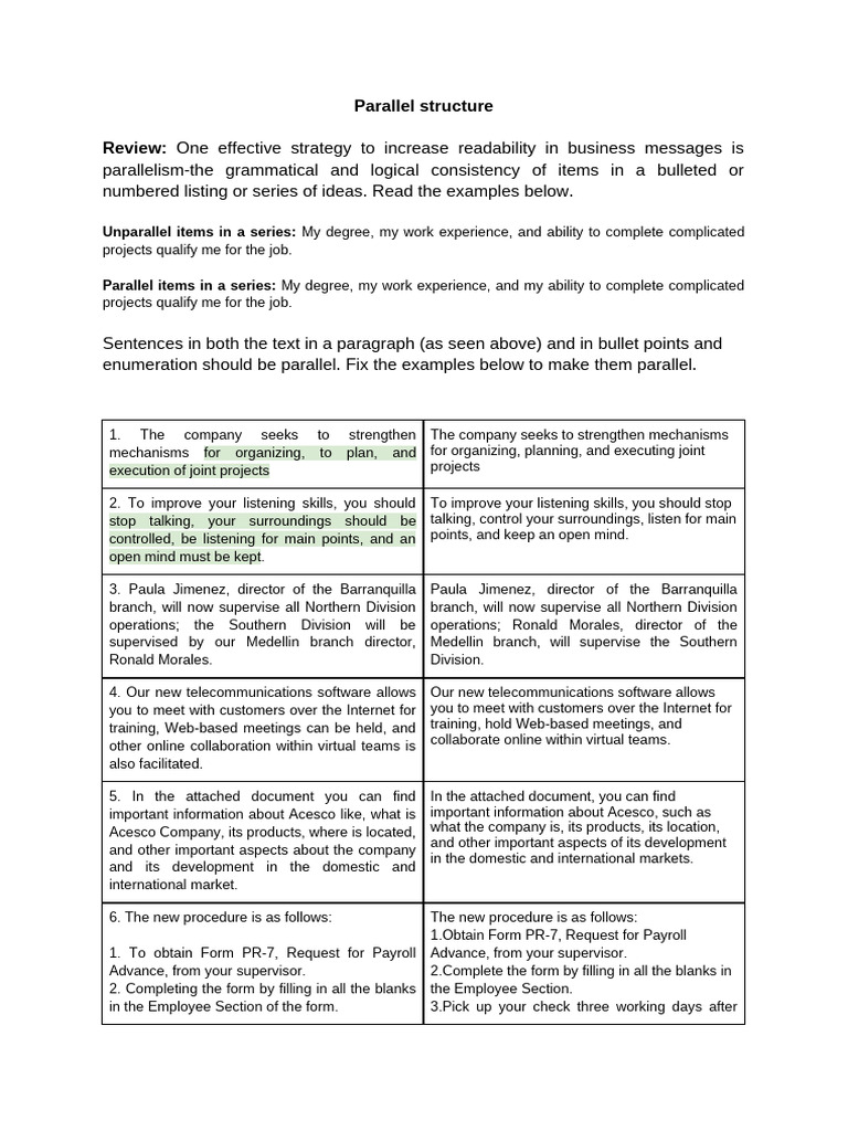 Parallel Structure Shag | PDF