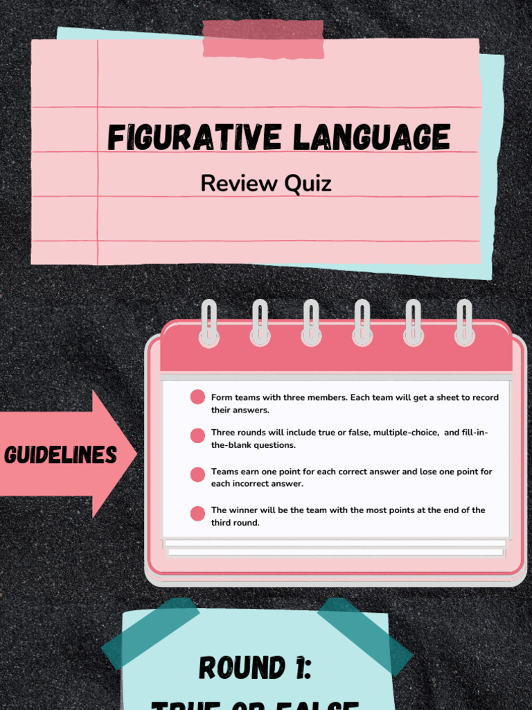 Figurative Language Quiz Presentation Black and Pink Paper Collage ...