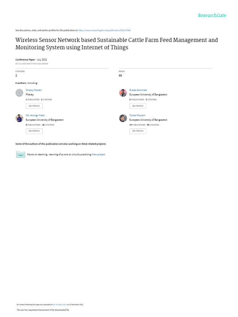 Wireless Sensor Network Based Sustainable Cattle Farm Feed Management and Monitoring System ...