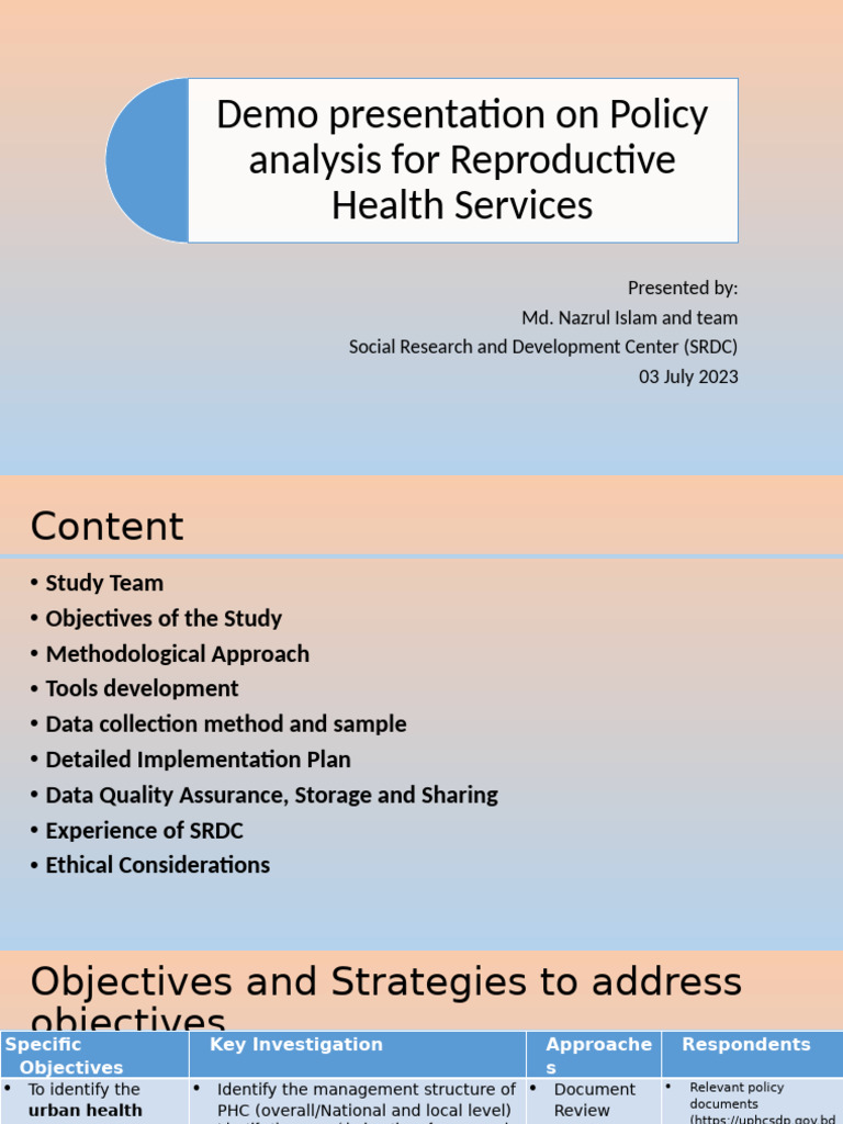 05. Presentation on the Policy analysis for Reproductive Health Services | PDF | Program ...
