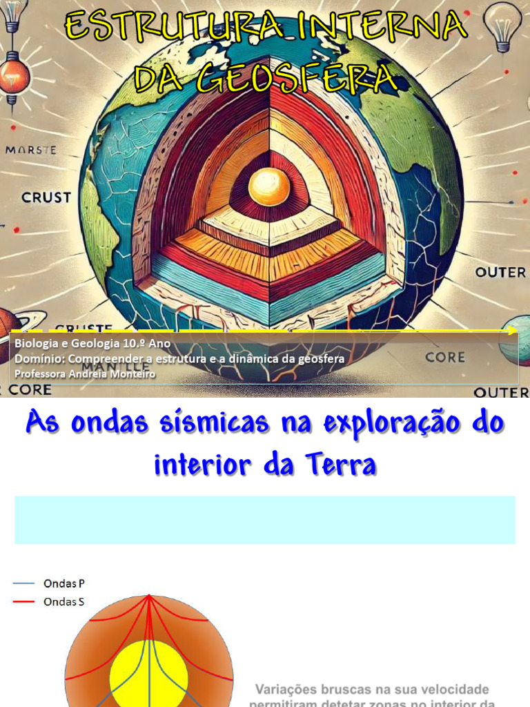 PPT11 - Descontinuidades e Estrutura Interna Da Terra | PDF | Terra | Ondas