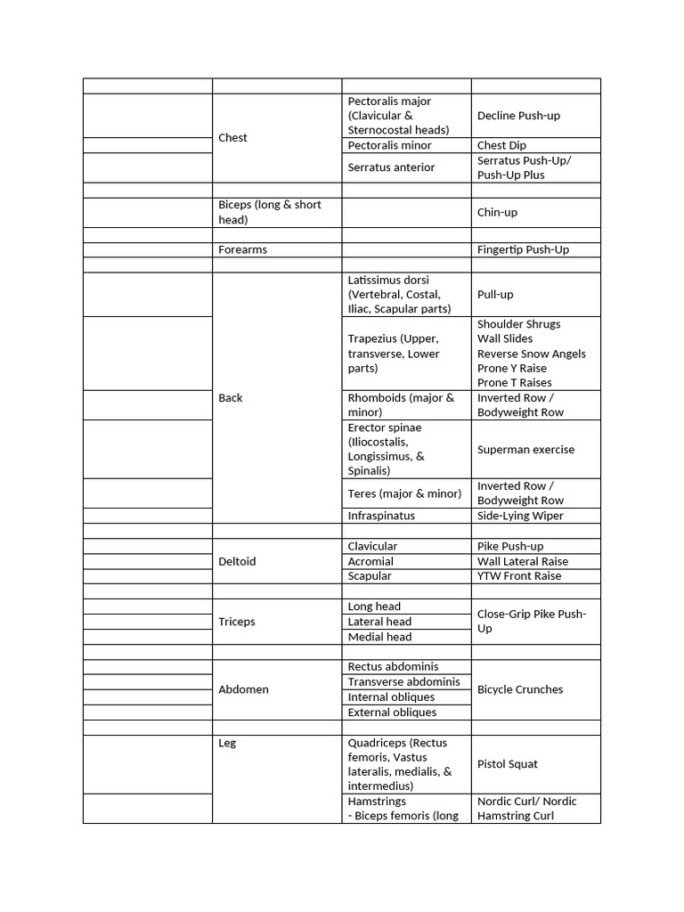 Chest Exercises | PDF | Musculoskeletal System | Joints