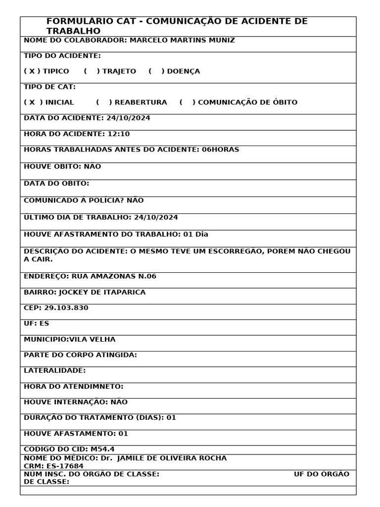 Formulário Cat Marcelo[1] | PDF