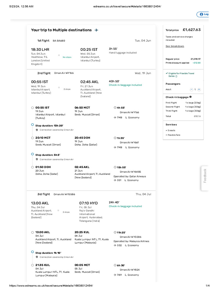 Edreams - Co.uk Travel Secure #Details 16638012454 | PDF | Aviation