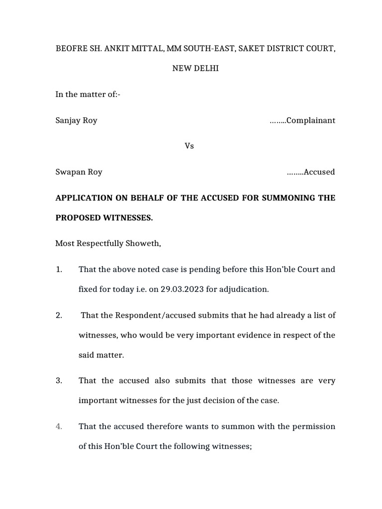 Application -Swapan Roy | PDF | Affidavit | Justice