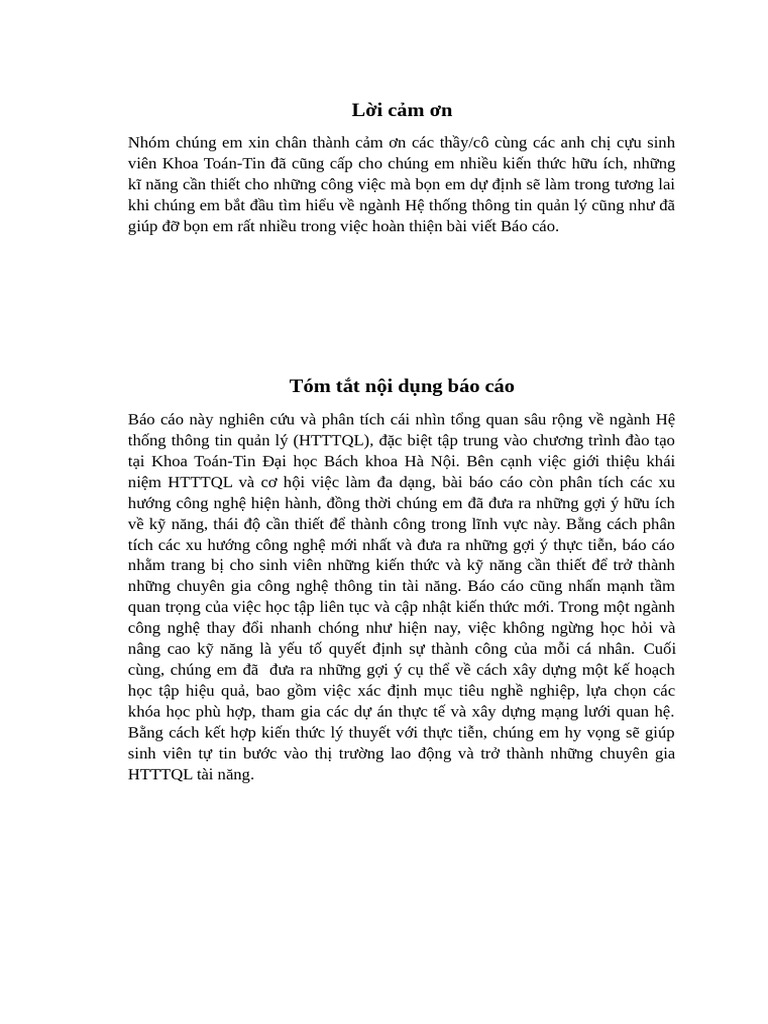 Báo Cáo Nhập Môn Hệ Thống Thông Tin Quản Lý (HTTTQL) | PDF