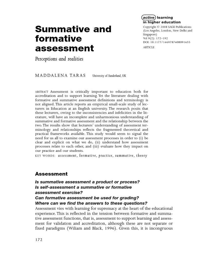 Summative and Formative Assessment | PDF | Educational Assessment ...