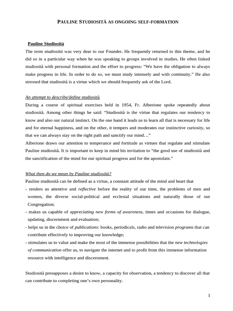 pauline studiosita | PDF | Thought | Knowledge