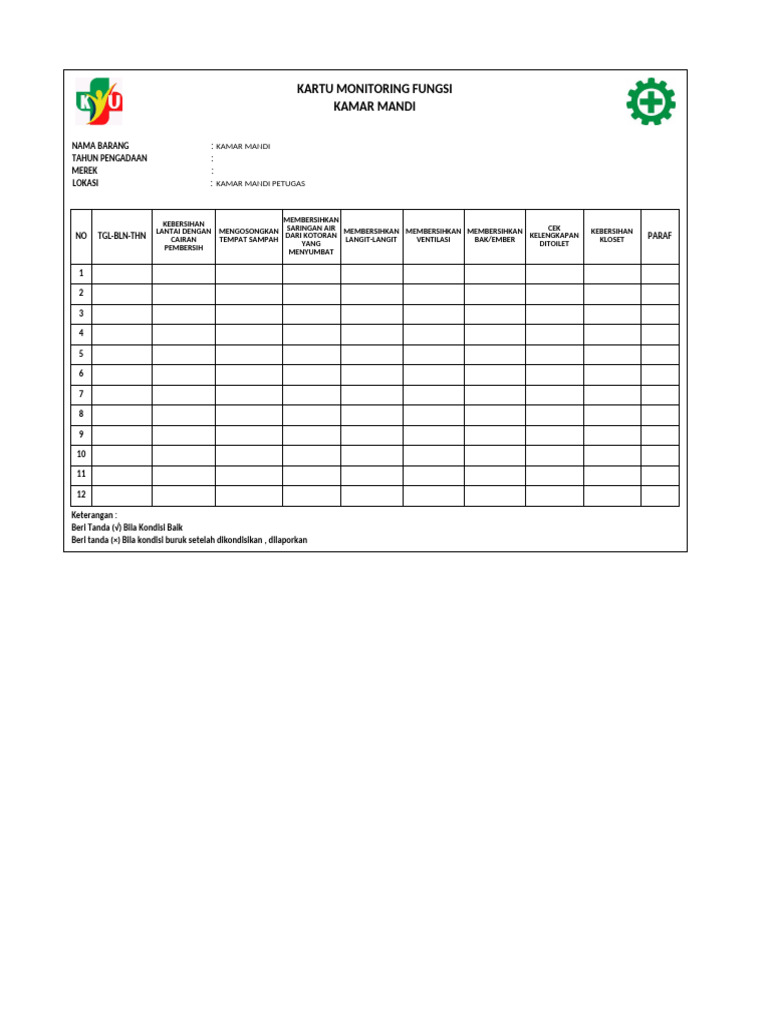 Kartu Monitoring Fungsi Barang dan Peralatan | PDF