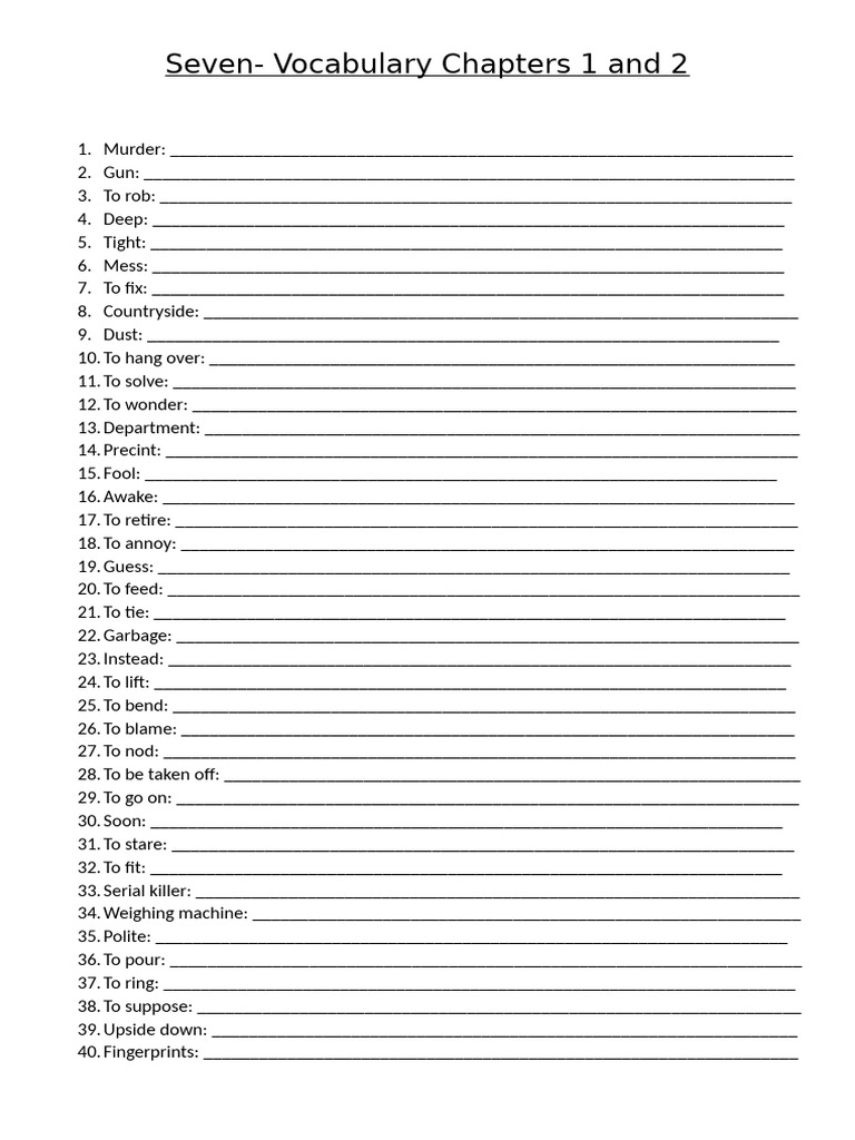 Seven - Vocabulary CH 1 and 2 | PDF