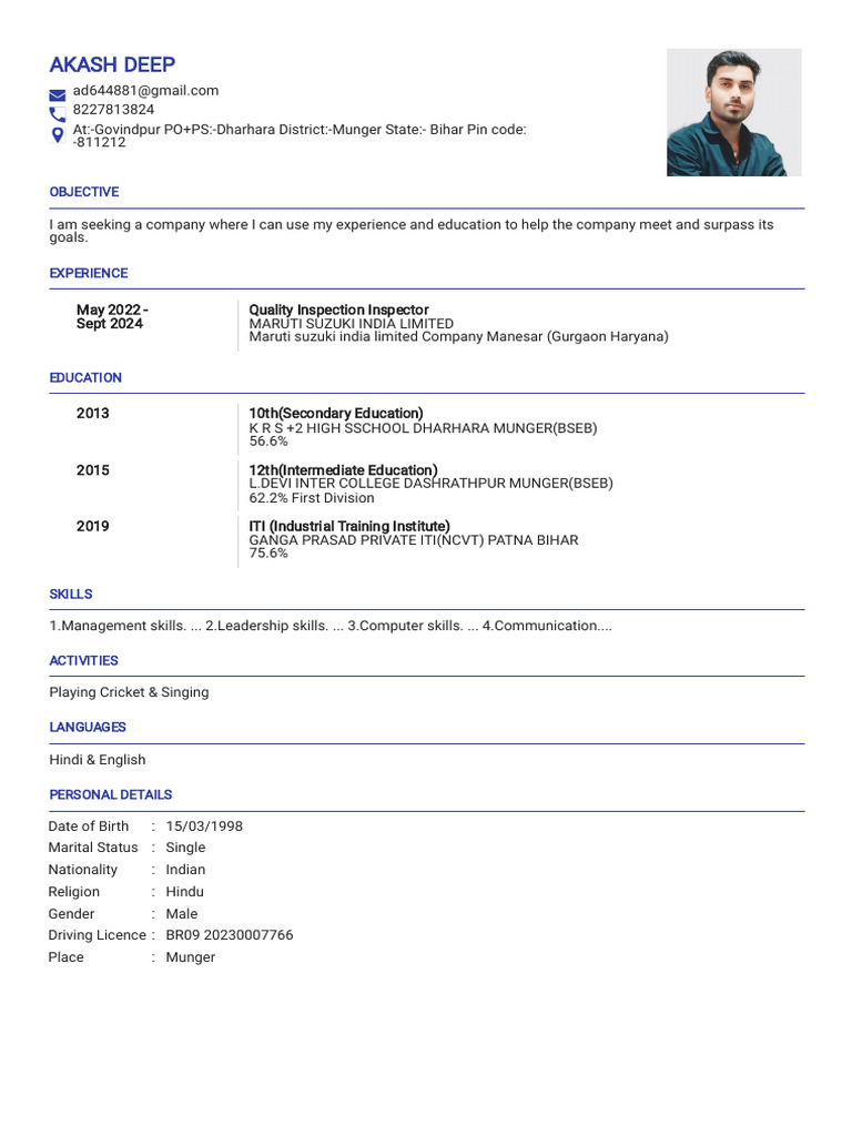 Akash Deep Resume | PDF