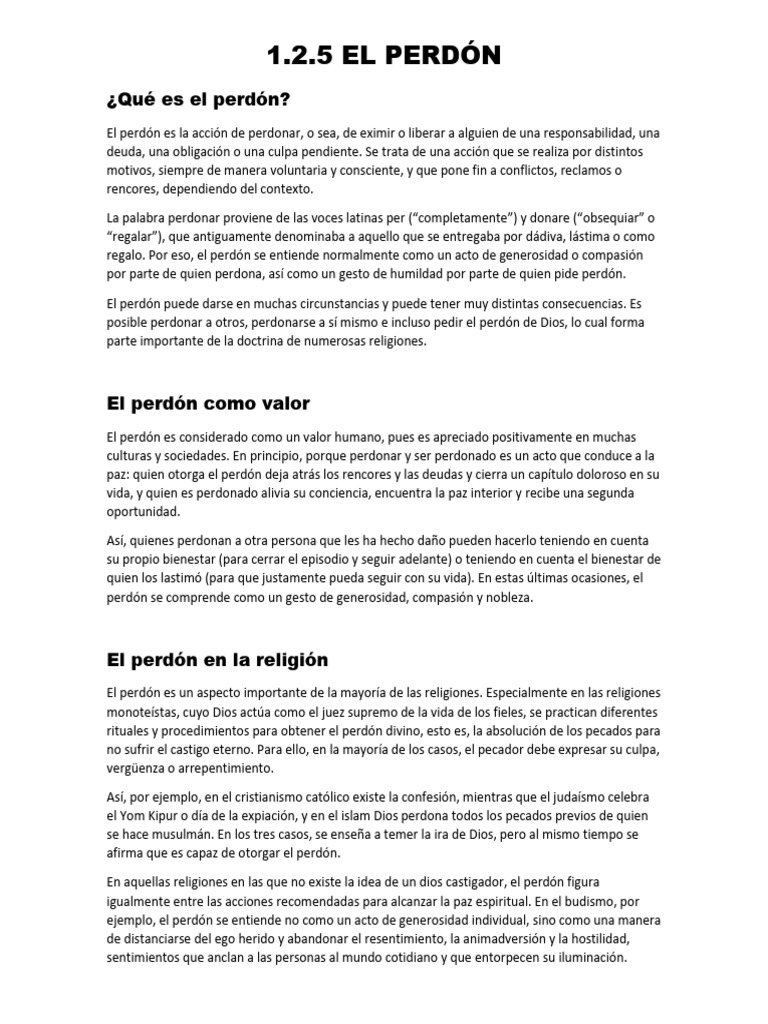El Valor del Perdón y su Importancia | PDF | Perdón | Empatía