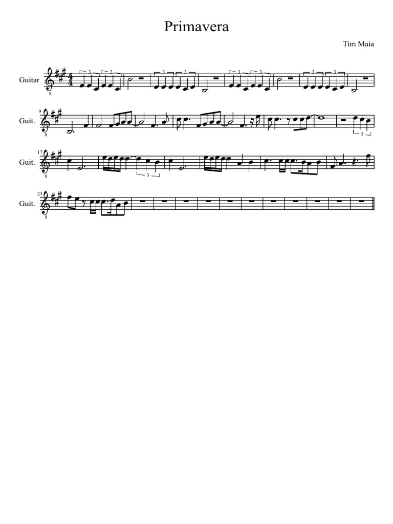 Primavera - Tim Maia (Guitar) | PDF