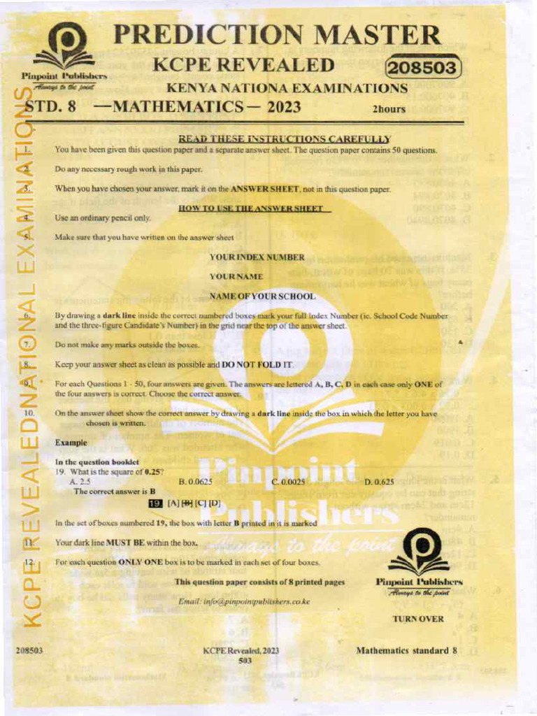 Prediction Exam Mathematics | PDF