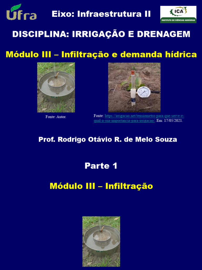 Irrigação Modulo III Infiltração e Denamda Hídrica Videoaula | PDF ...