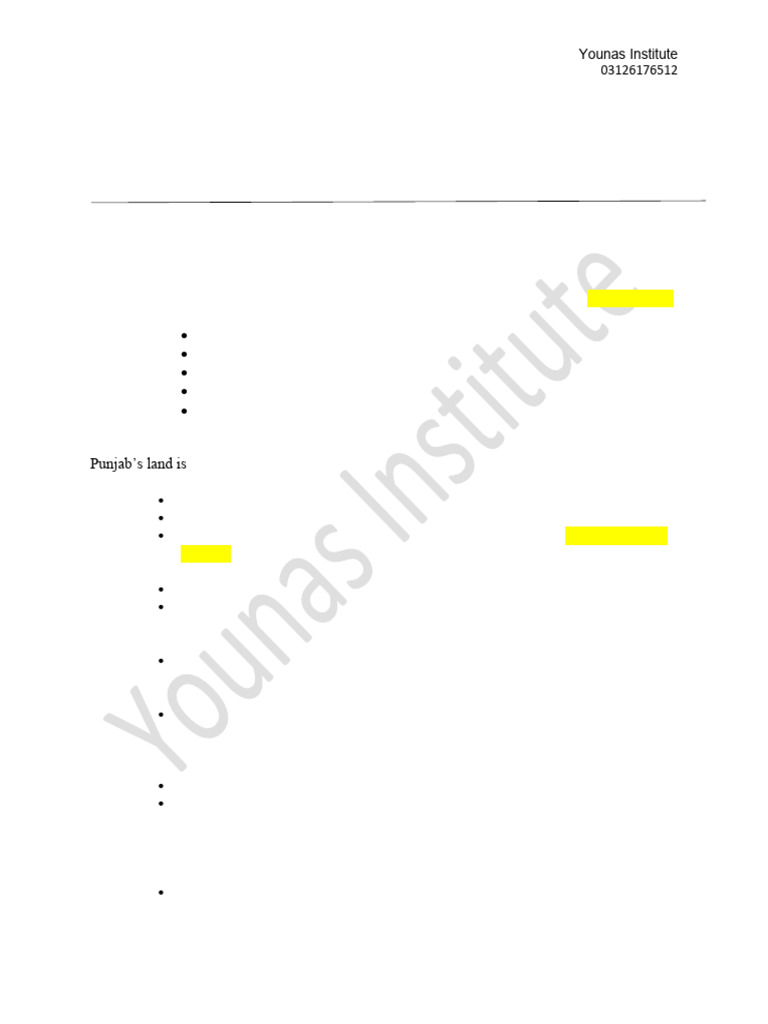 Punjab Pera Notes Younas Institute 03126176512 | PDF | Lahore | Punjab