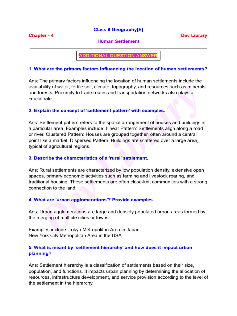 Human Settlements: Key Concepts Explained | PDF | Urban Sprawl ...