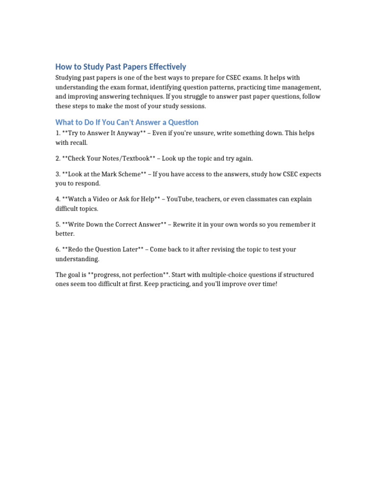 How To Study Past Papers | PDF