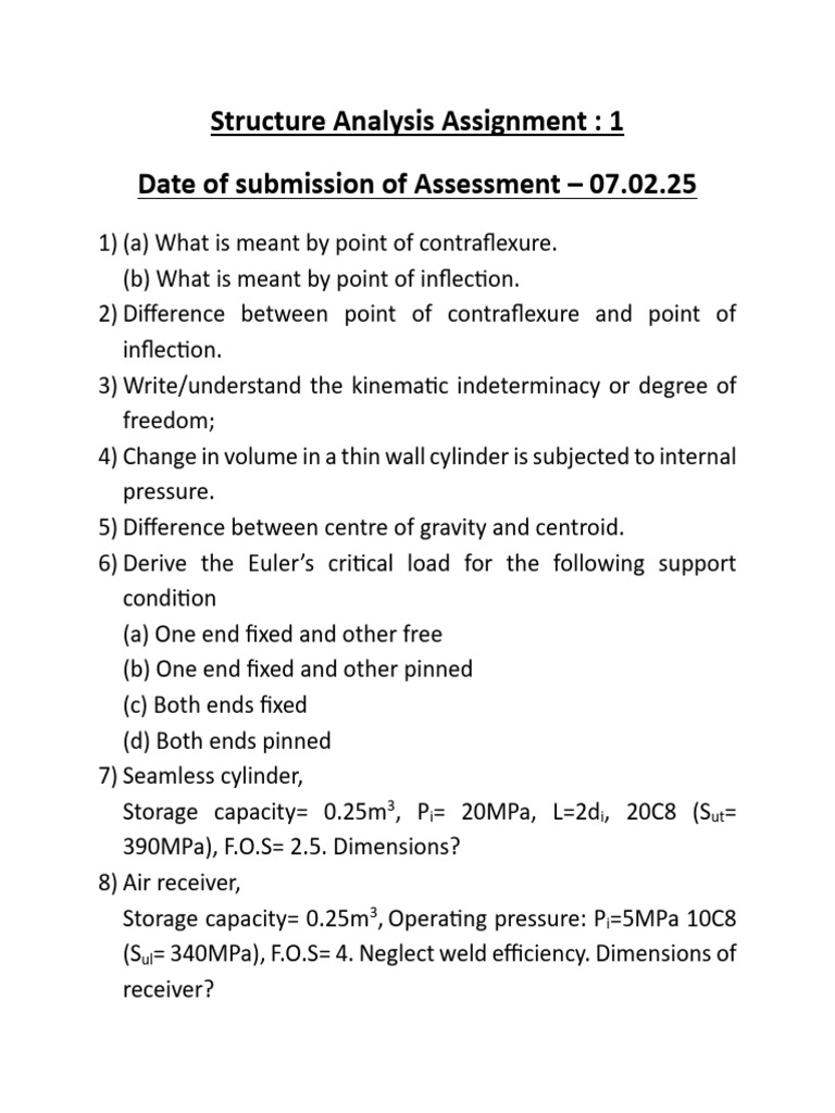 01) Structure Analysis Assignment 1 | PDF