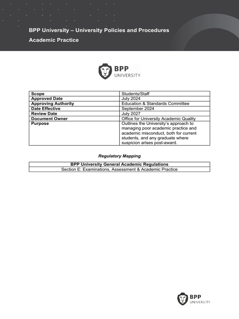 Academic Practice Policy 2024-2025 | PDF | Academic Dishonesty | Plagiarism