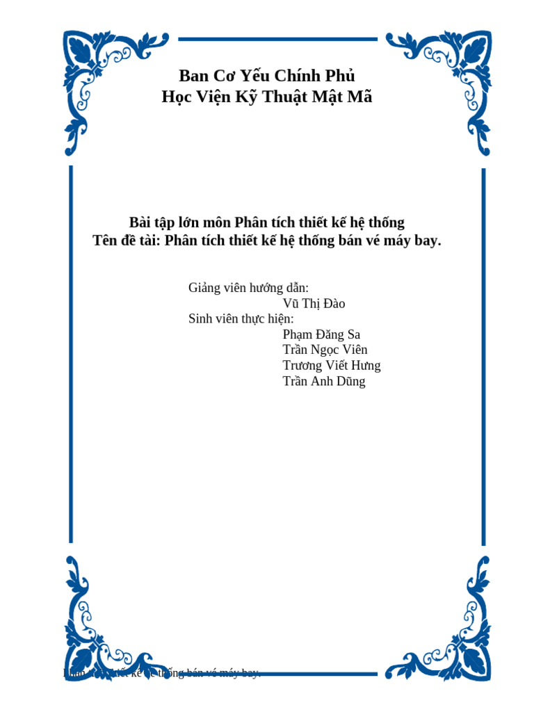 BTL PTTKHT Ban Ve May Bay v2.0 | PDF