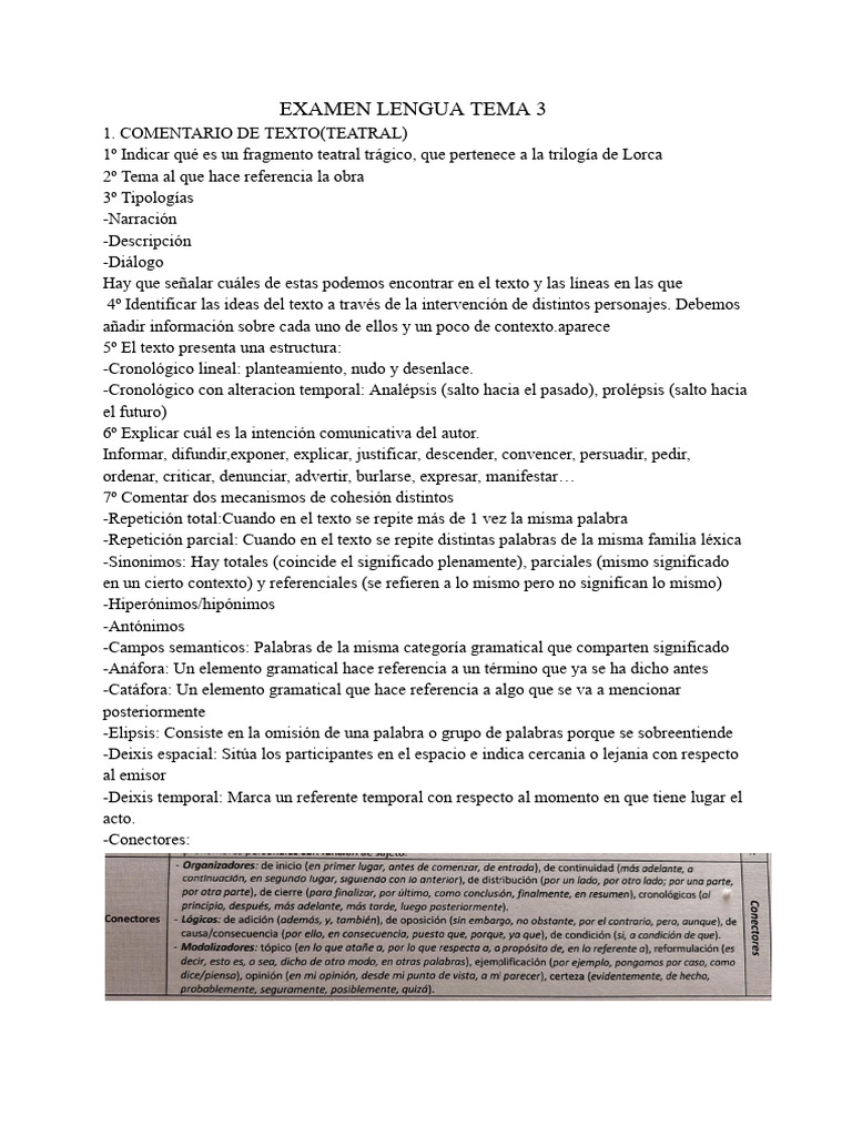 Examen Lengua 3 | PDF | Teatro | Federico García Lorca