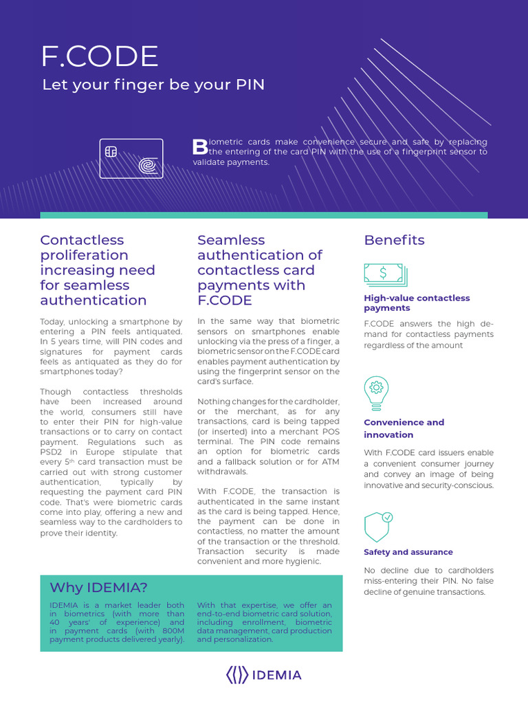 F Code Idemia Brochure 202105 | PDF | Personal Identification Number ...