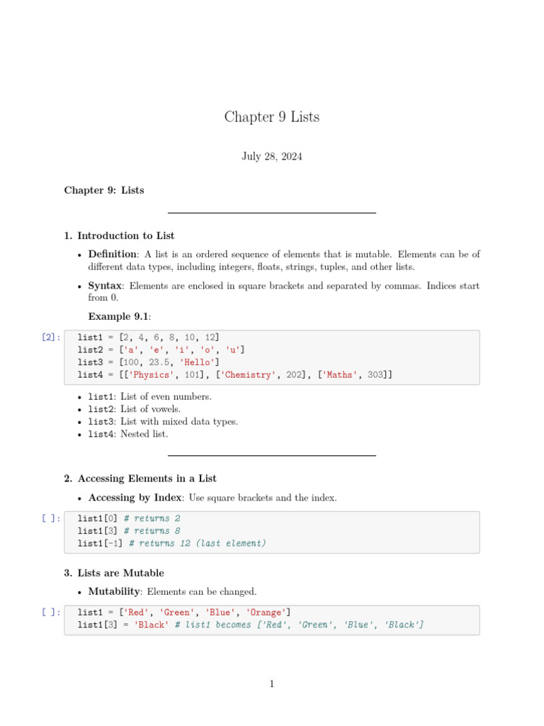 Chapter 9 Lists | PDF | Computing | Software Engineering