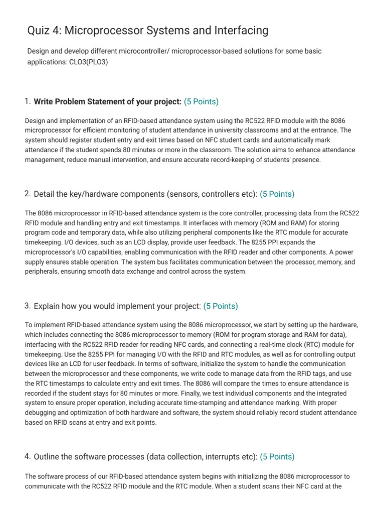 Quiz 4 - Microprocessor Systems and Interfacing | PDF | Microcontroller ...