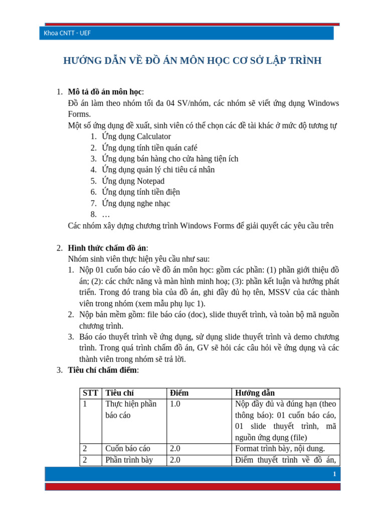 Huong Dan Do An Mon Hoc CSLT | PDF