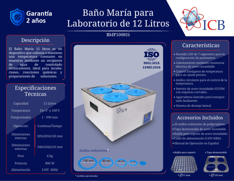 Baño María 12L para Laboratorio | PDF