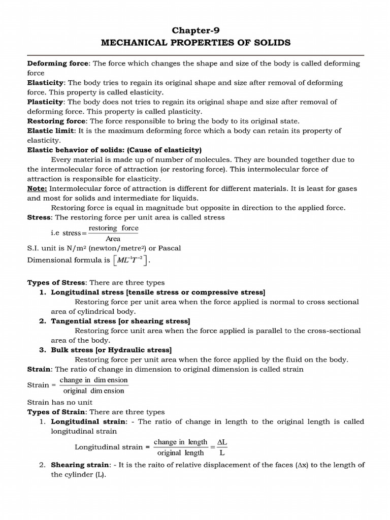 Mechanical Properties of Solids | PDF