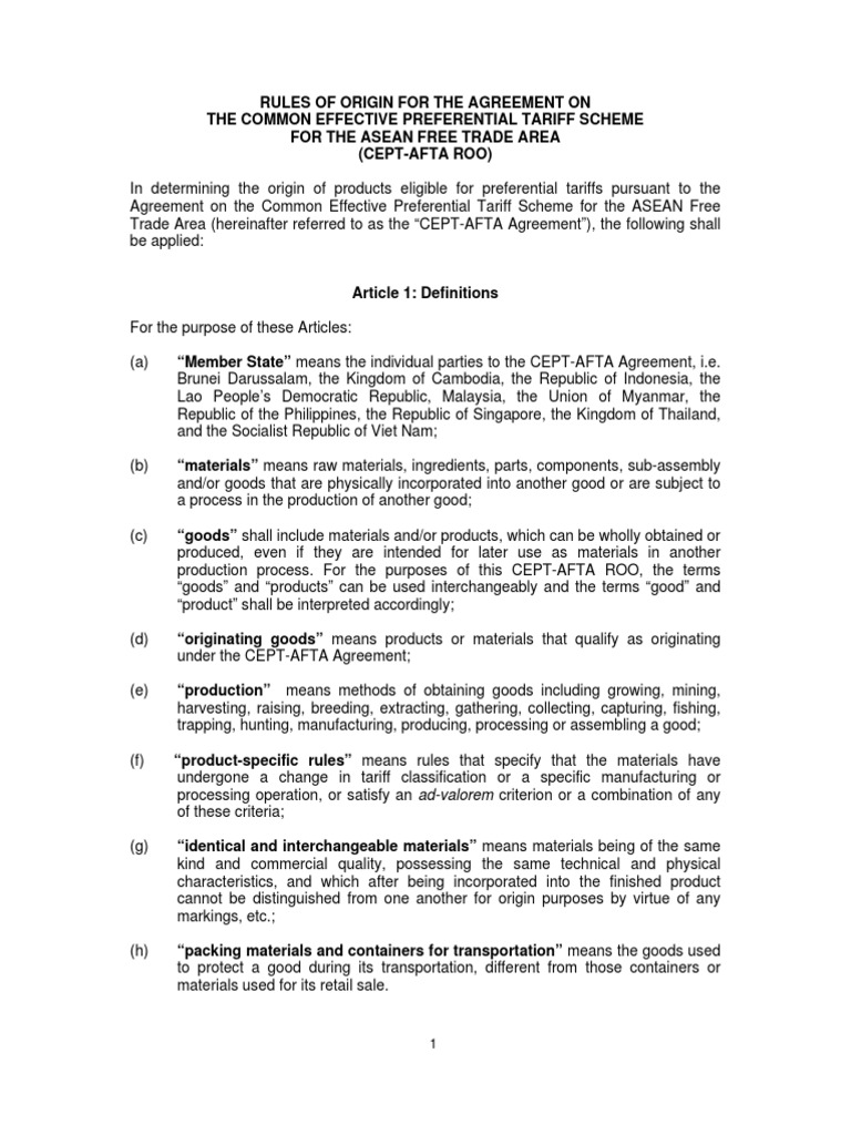 Rule of CEPT | PDF | Packaging And Labeling | Asean Free Trade Area