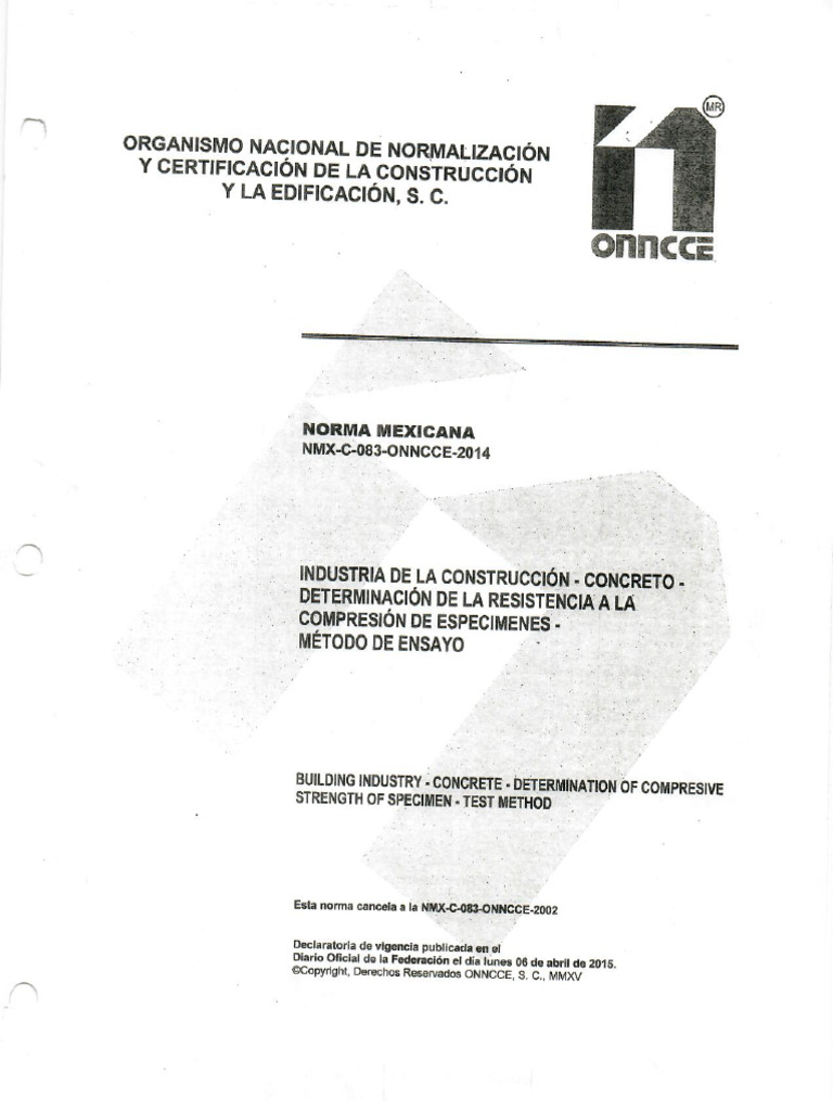 NMX C 083onncce 2014 | PDF
