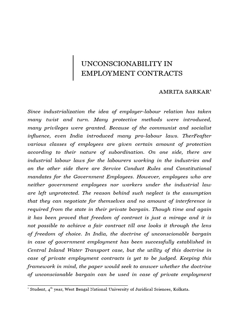 Unconscionability in Employment Contracts | PDF | Employment | Justice