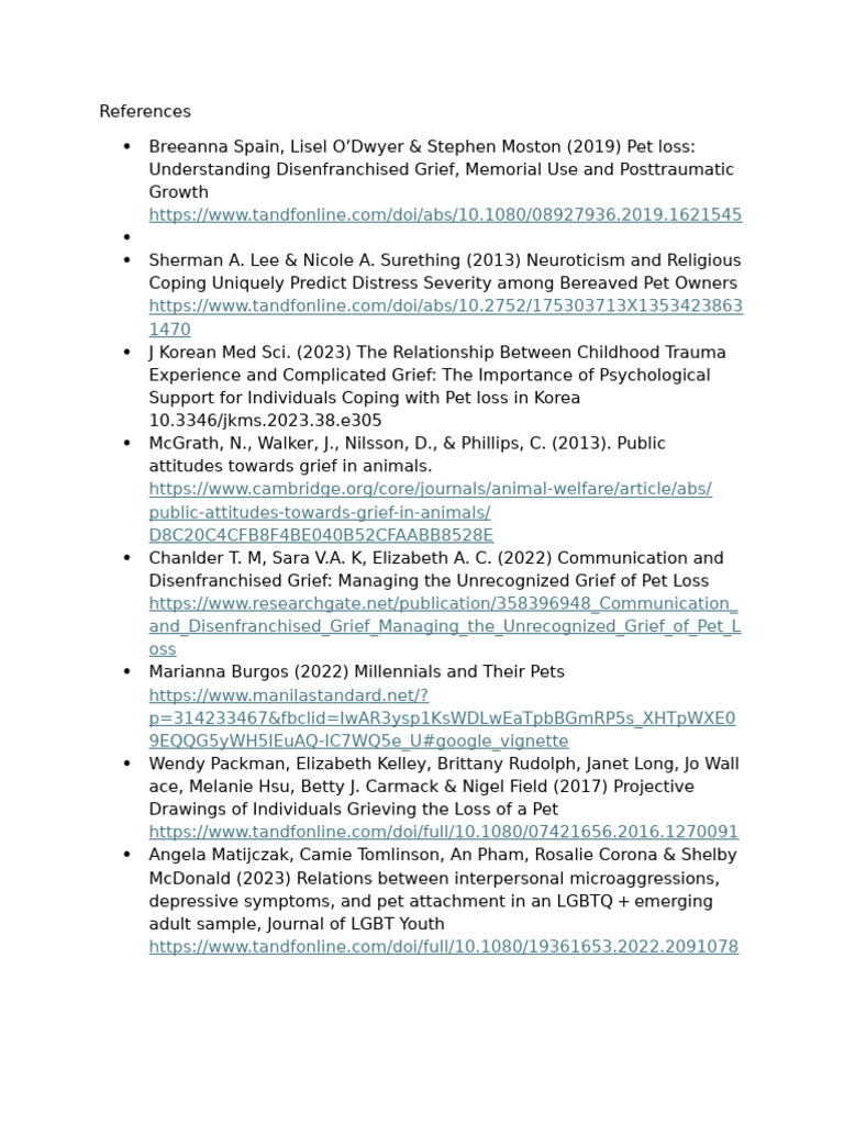 References | PDF | Grief | Psychology