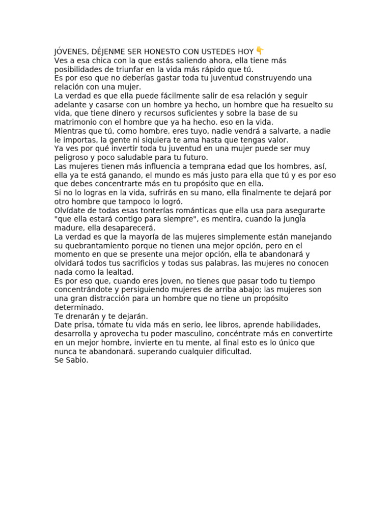 Jovenes, Un Consejo de Sabio | PDF